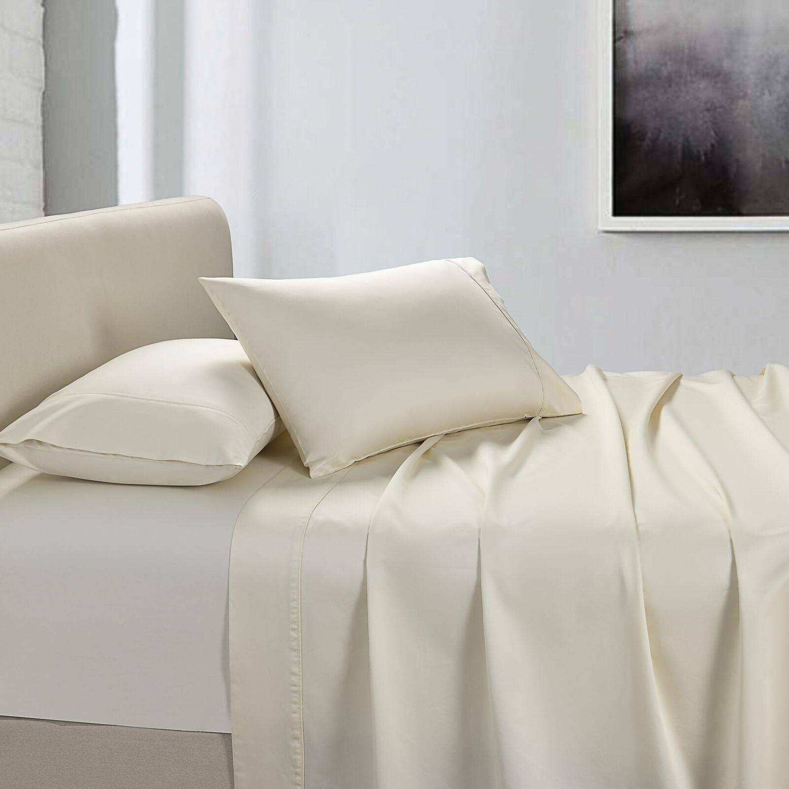 Get 1000 TC Cotton Fitted Sheet Cream Super King Bed Extra Depth Online ...
